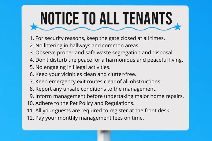 Notice to Tenants| Rules for Tenants|Landscap Template | PosterMyWall